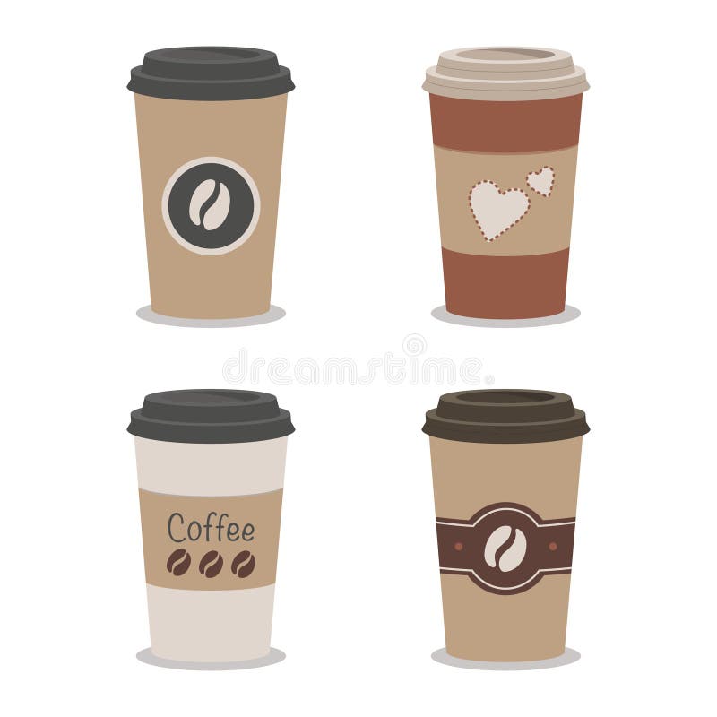 Flat Paper Takeaway Coffee Cup Collection in Illustration Stock Vector ...