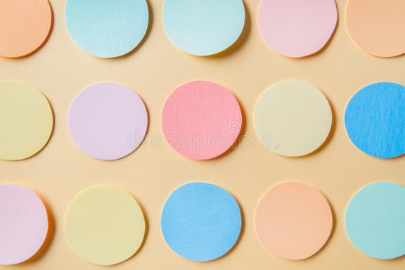 Flat Pastel Round Sticker Set Arranged Neatly Over Warm Colored ...