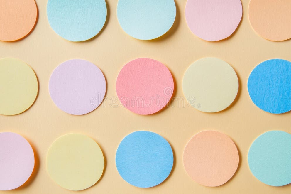 Flat Pastel Round Sticker Set Arranged Neatly Over Warm Colored ...