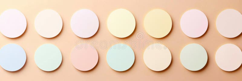 Flat Pastel Round Sticker Set Arranged Over Warm Colored Background ...