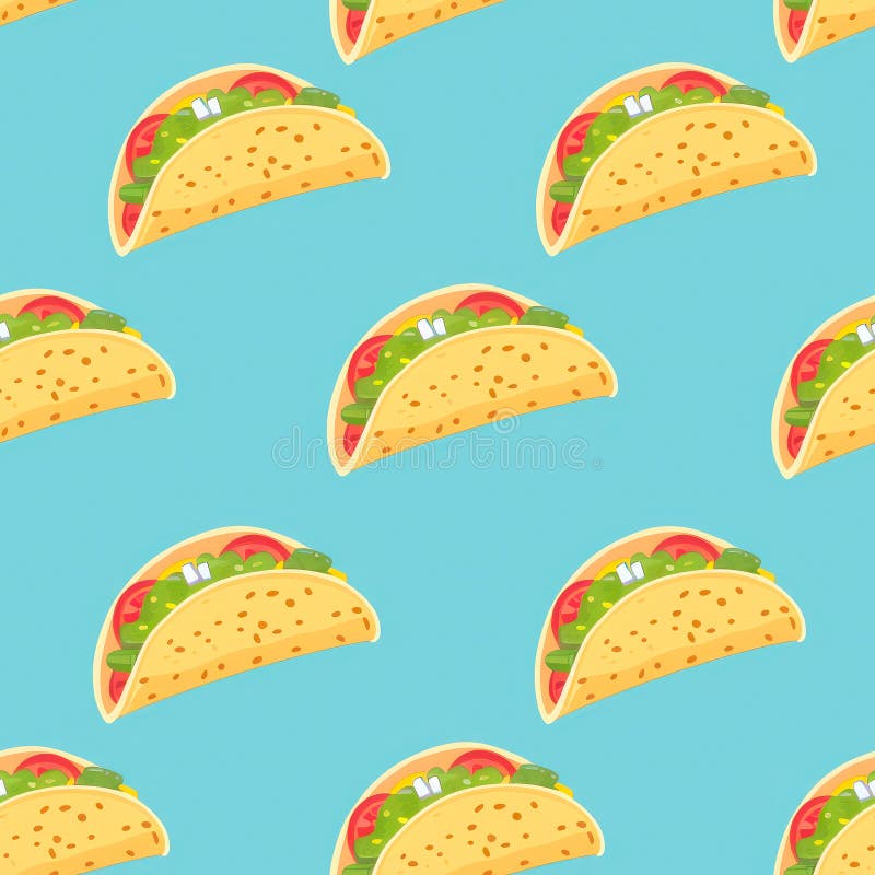 Flat Pattern Design with Traditional Mexican Tacos Stock Illustration ...