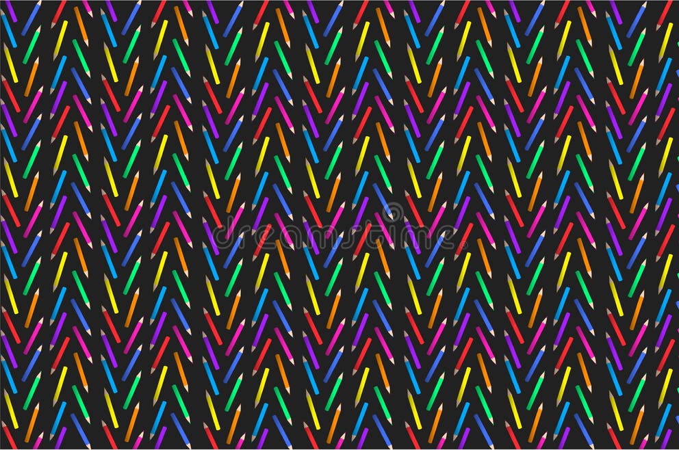 Flat pattern with pencils stock illustration. Illustration of multi ...