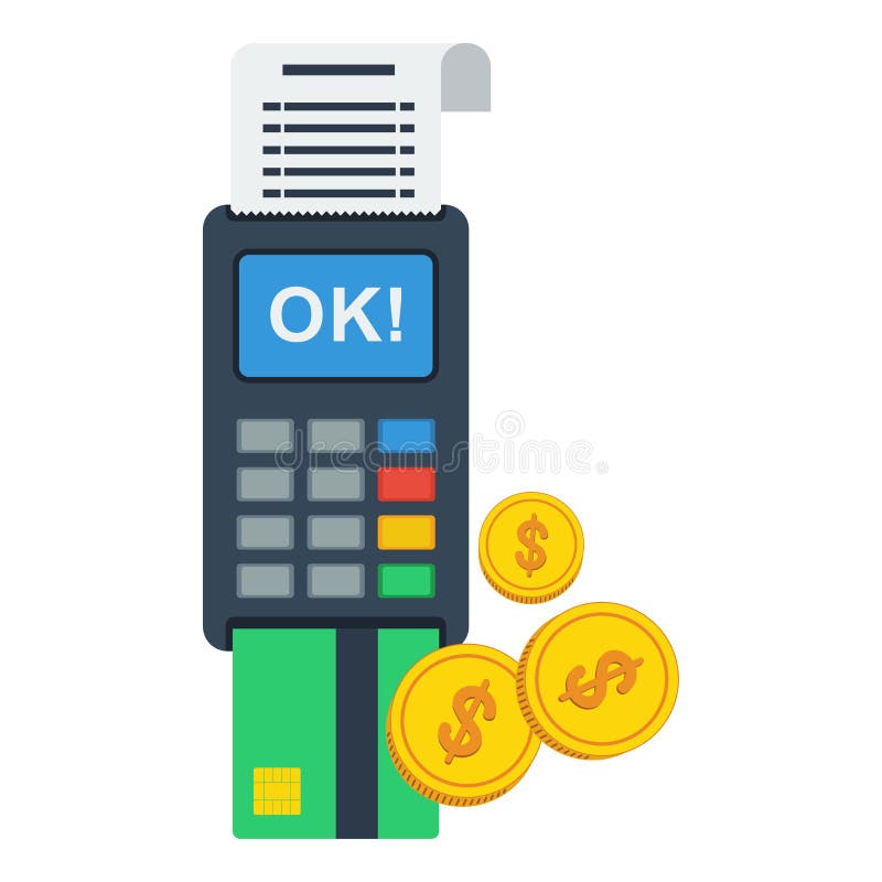Flat Pos Payment Terminal and Credit Card. Cashless Payment ...