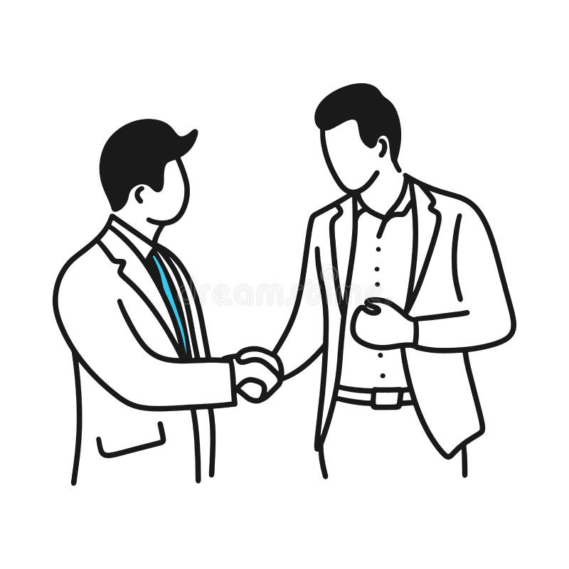 Flat People Characters Two Business Partners Handshaking Flat Vector ...