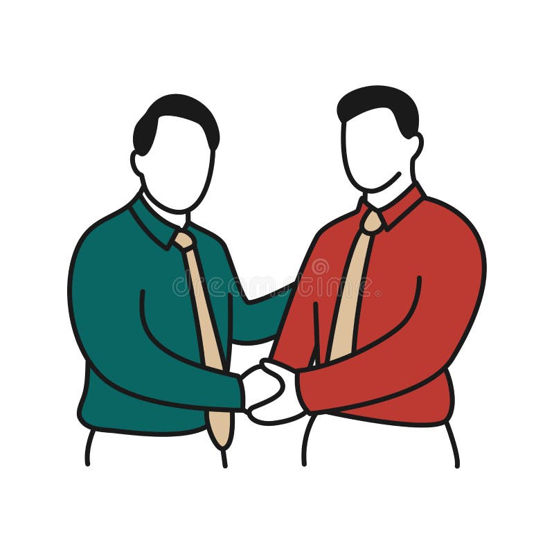 Flat People Characters Two Business Partners Handshaking Flat Vector ...