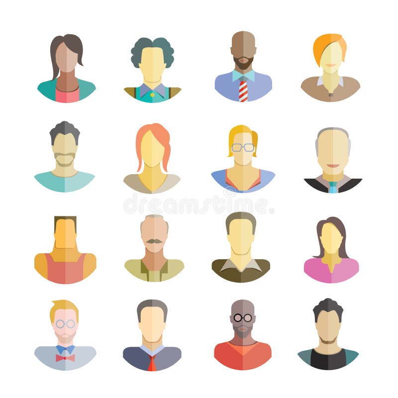 Flat people icons stock illustration. Illustration of haircut - 75996747