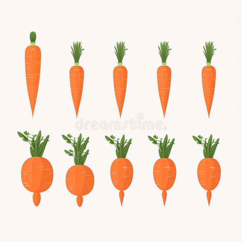 Flat Perspective Carrot Illustration Set with Minimalistic Animation ...