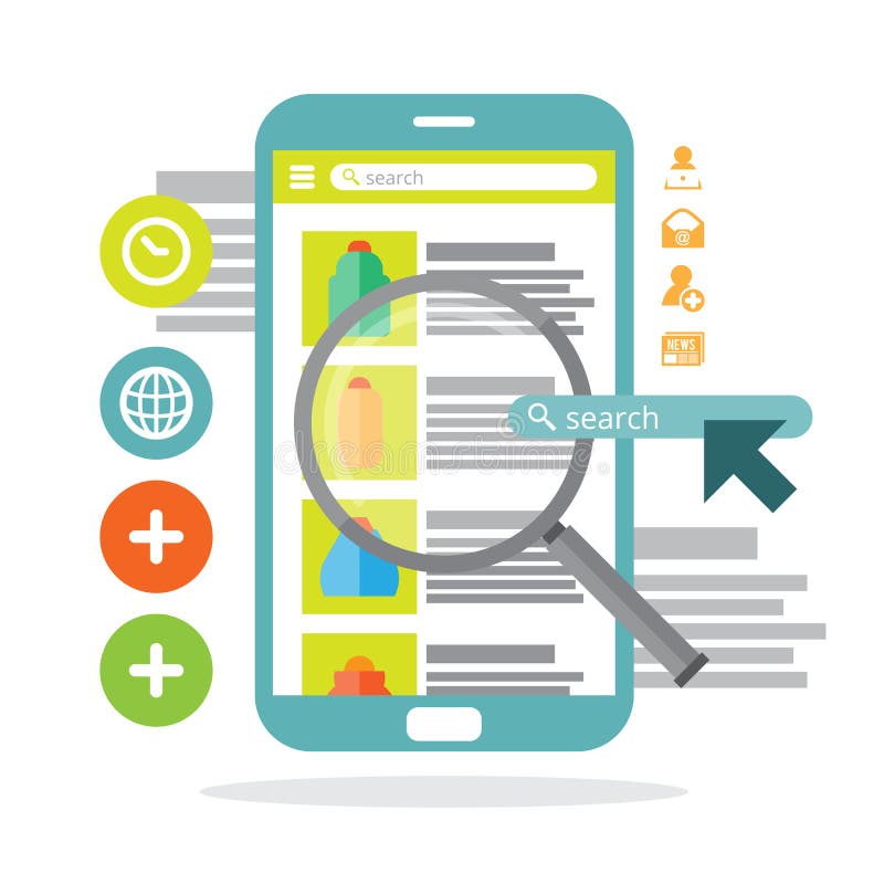 Flat Phone Search stock vector. Illustration of clean - 67050707