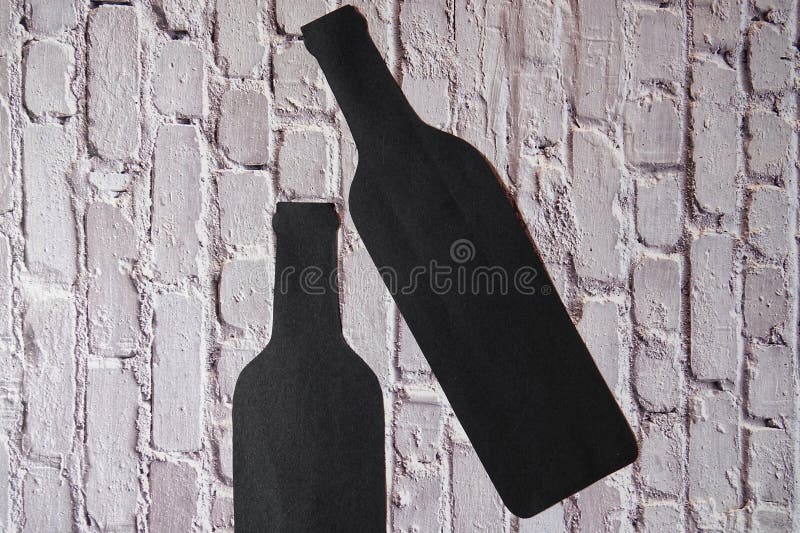 Flat Photo with Wine Bottles Shape Silhouettes Stock Image - Image of ...