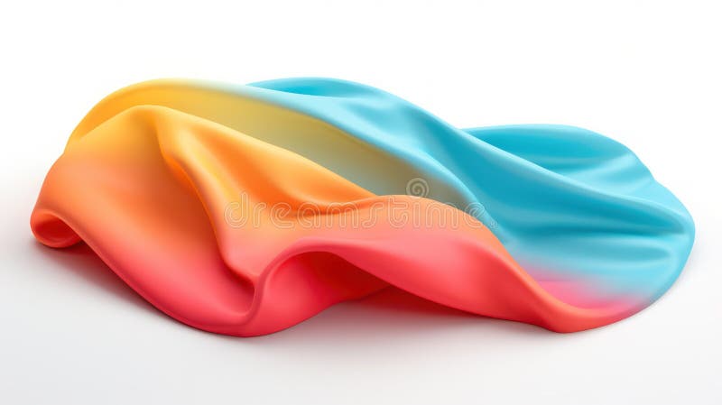 Flat Piece of Rainbow Color Fabric Isolated on White Created with ...