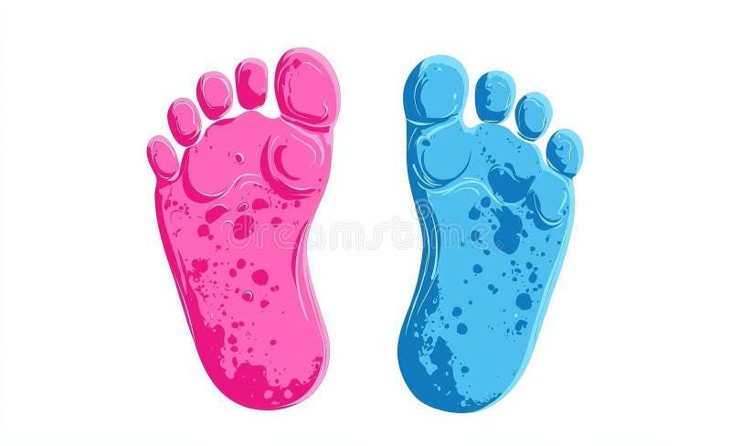 Flat Pink and Blue Footprints in a Modern Illustration Set. Stock Photo ...