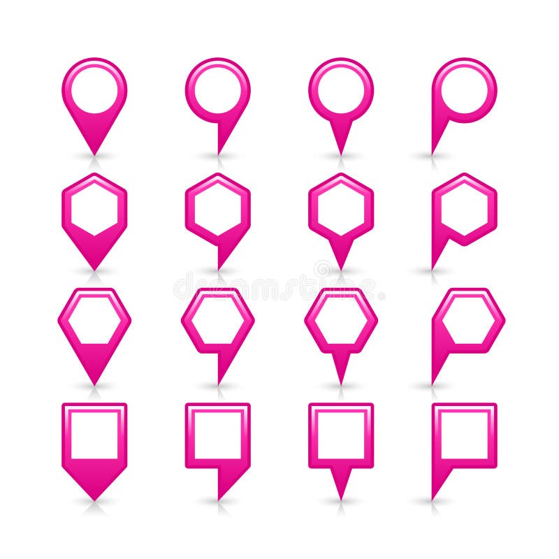 Flat Pink Color Map Pin Sign Location Icon Stock Vector - Illustration ...