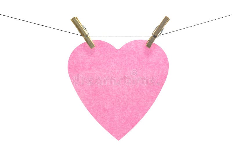 Flat Pink Heart Sticky Note Hanged Stock Photo - Image of mail ...