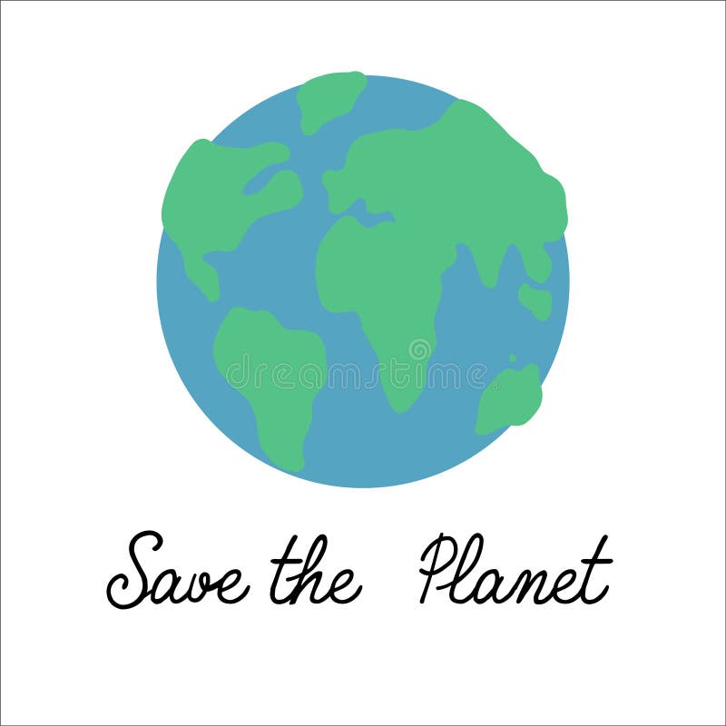 Flat Planet Earth Icon. Save Our Planet Concept. Vector Illustration ...