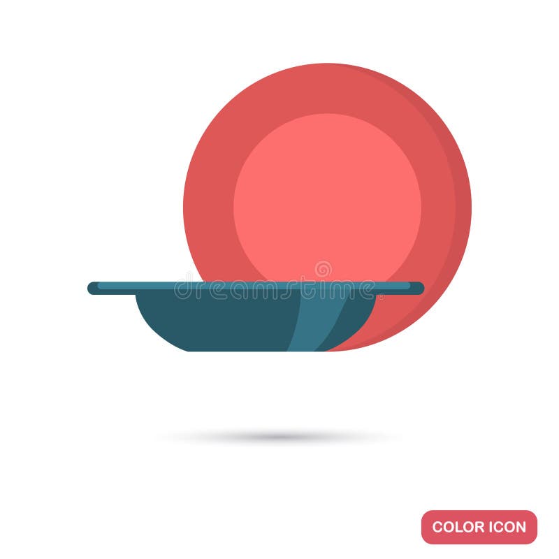 Flat Plate and Bowl Color Vector Icons for Web and Mobile Design Stock ...