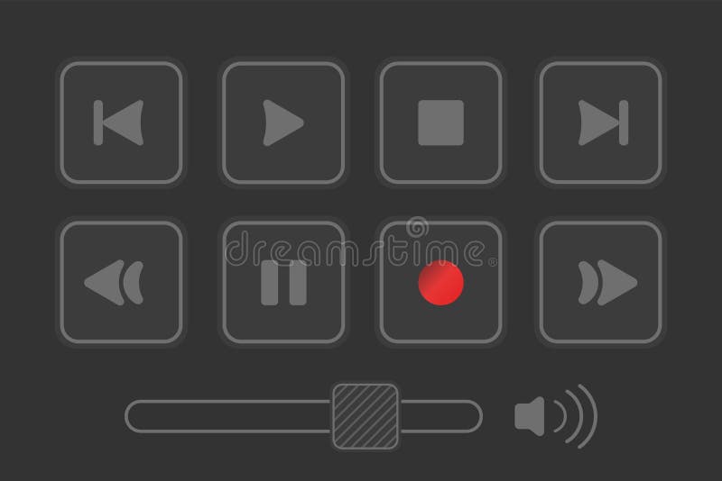 Flat play button icon set stock illustration. Illustration of icon ...