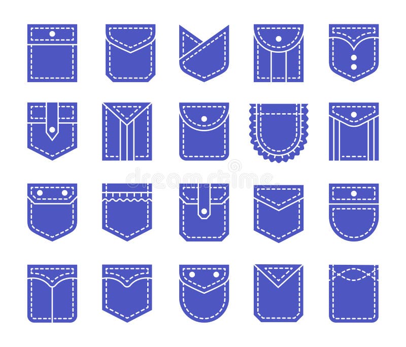 Flat Pockets with Flap and Button Closure. Different Shapes of Shirt ...