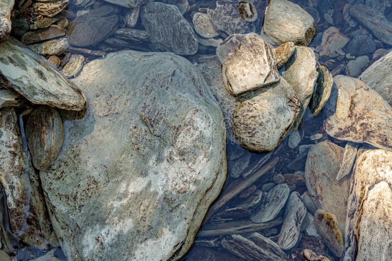 Flat and Polished Rocks on the Bottom of a River Stock Image - Image of ...