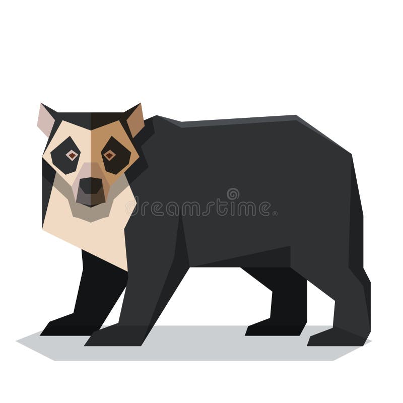 Flat Polygonal Spectacled Bear Stock Vector - Illustration of cartoon ...