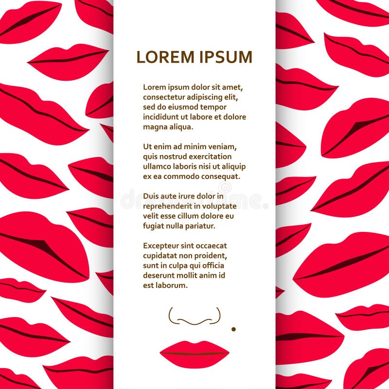 Flat Poster or Banner Template with Lips Stock Vector - Illustration of ...