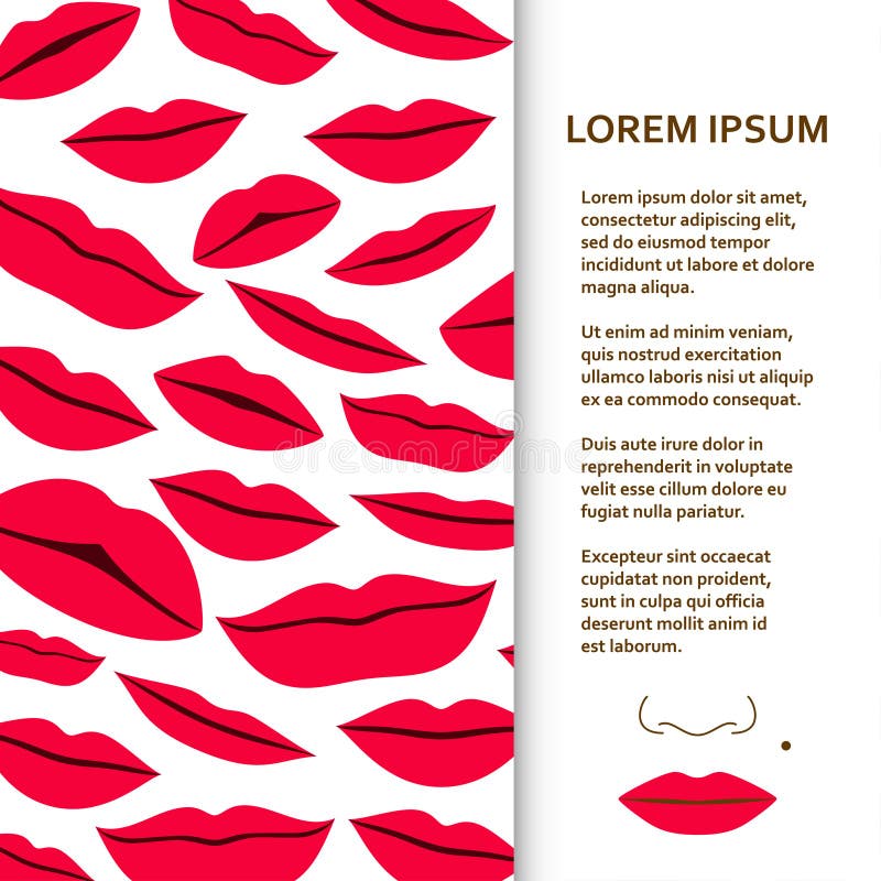 Flat Poster or Banner Template with Lips Stock Vector - Illustration of ...