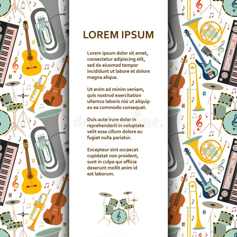 Flat Poster or Banner Template with Musical Instruments Stock Vector ...