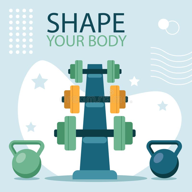 Flat Posts Set for Gym and Exercise Vector Illustration Stock Vector ...