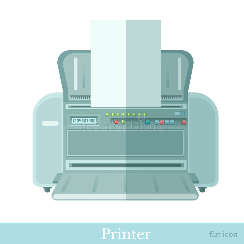 Flat printer icon on white stock vector. Illustration of printout ...