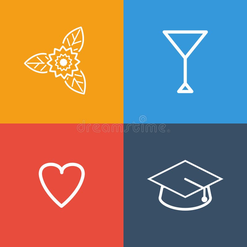 Flat Prom Icons stock vector. Illustration of prom, collection - 234695377