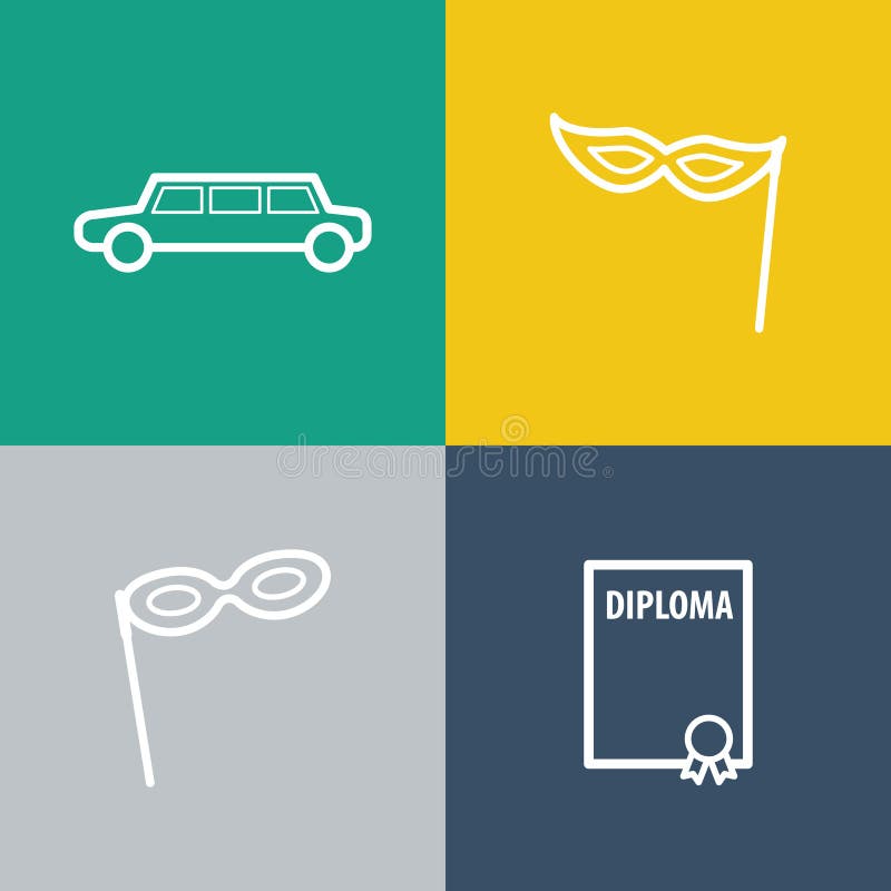 Flat Prom Icons stock vector. Illustration of present - 234695392