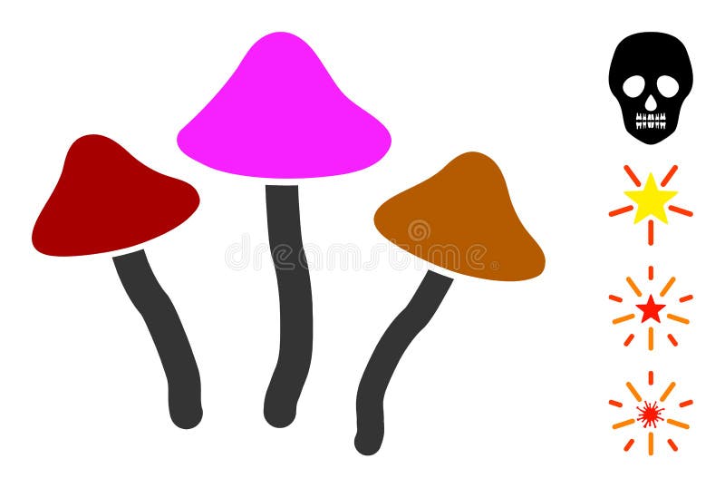 Flat Psychedelic Mushrooms Vector Icon Image Stock Vector ...