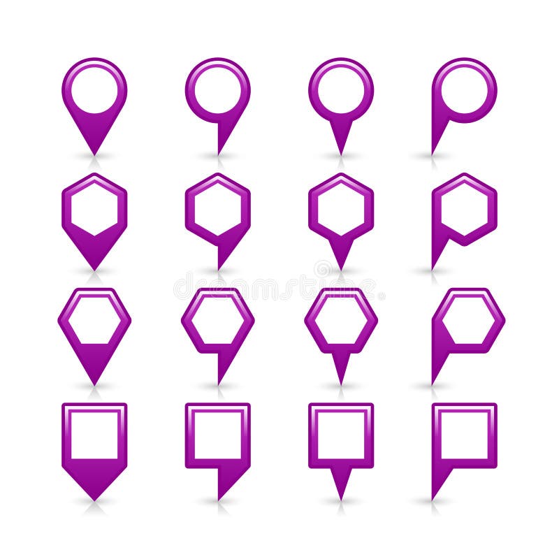 Flat Purple Color Map Pin Sign Location Icon Stock Vector ...