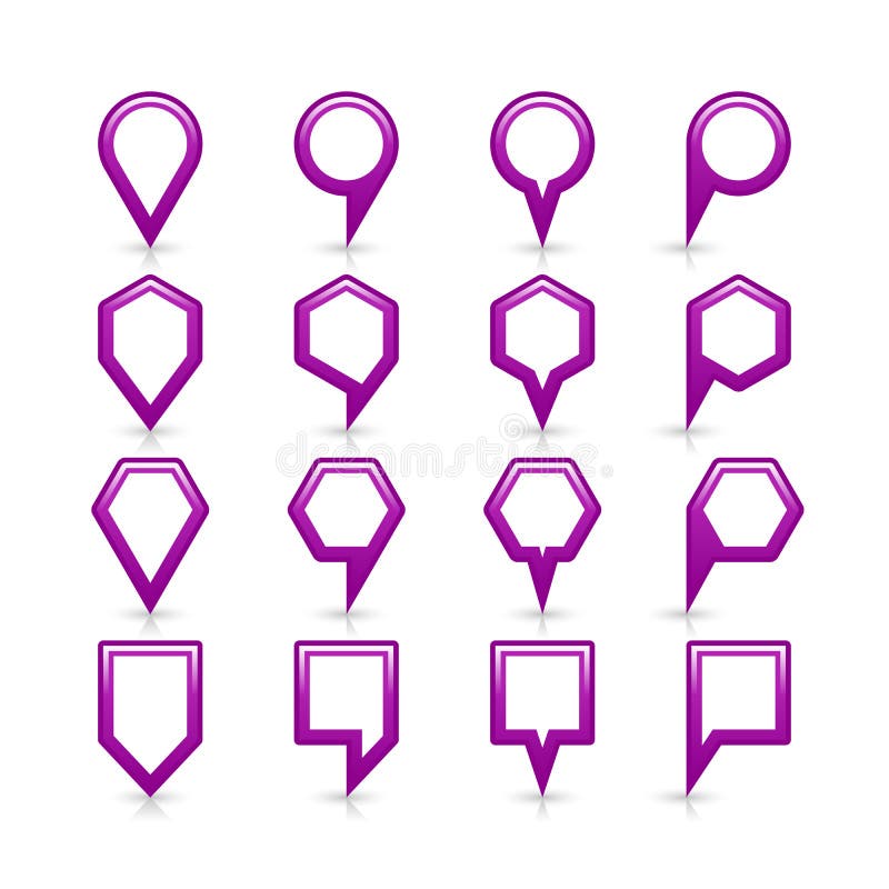 Flat Purple Color Map Pin Sign Location Icon Stock Vector ...