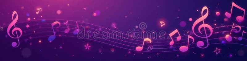 Flat Purple Musical Notes and Clef Border Design Element , Music ...