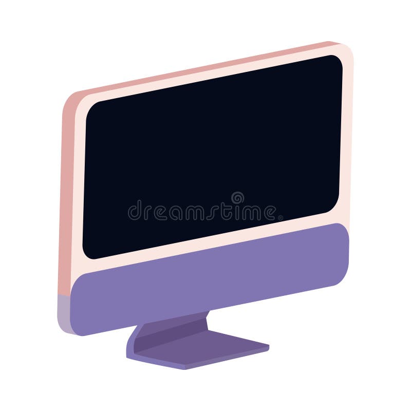 Flat purple pc monitor stock vector. Illustration of isometric - 273139775