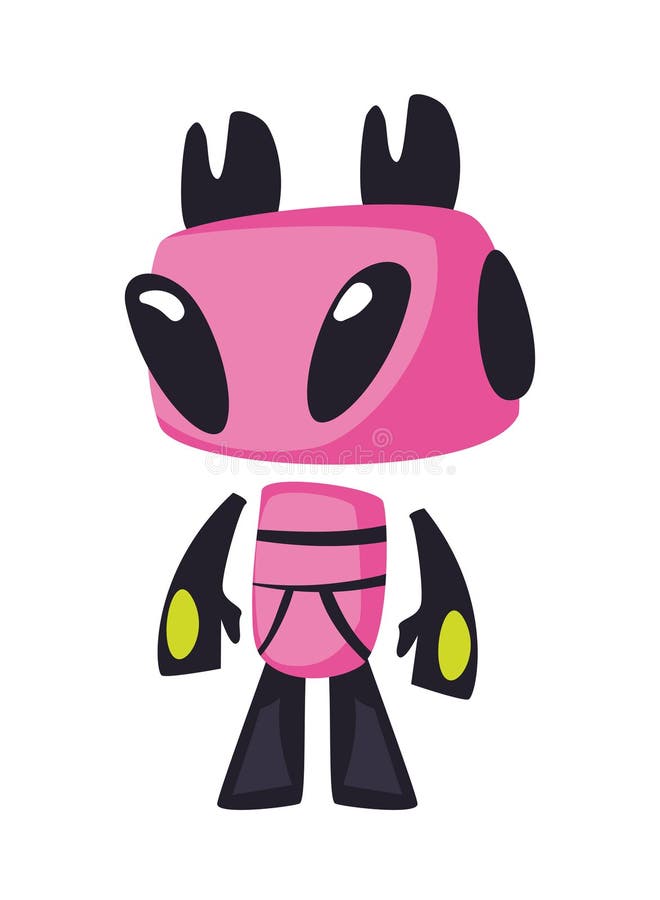 Flat purple robot design stock vector. Illustration of machine - 273189858