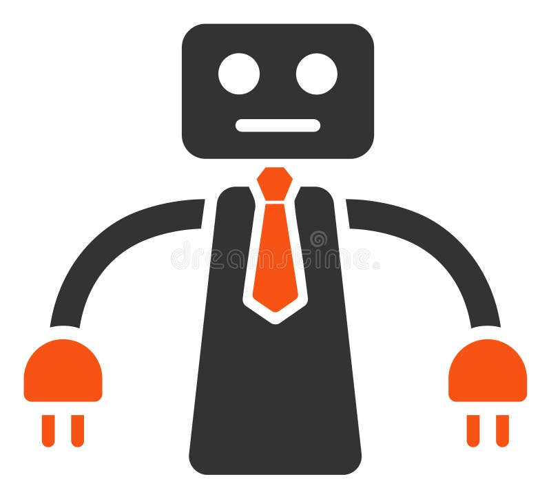 Flat Raster Boss Robot Icon Stock Illustration - Illustration of robot ...