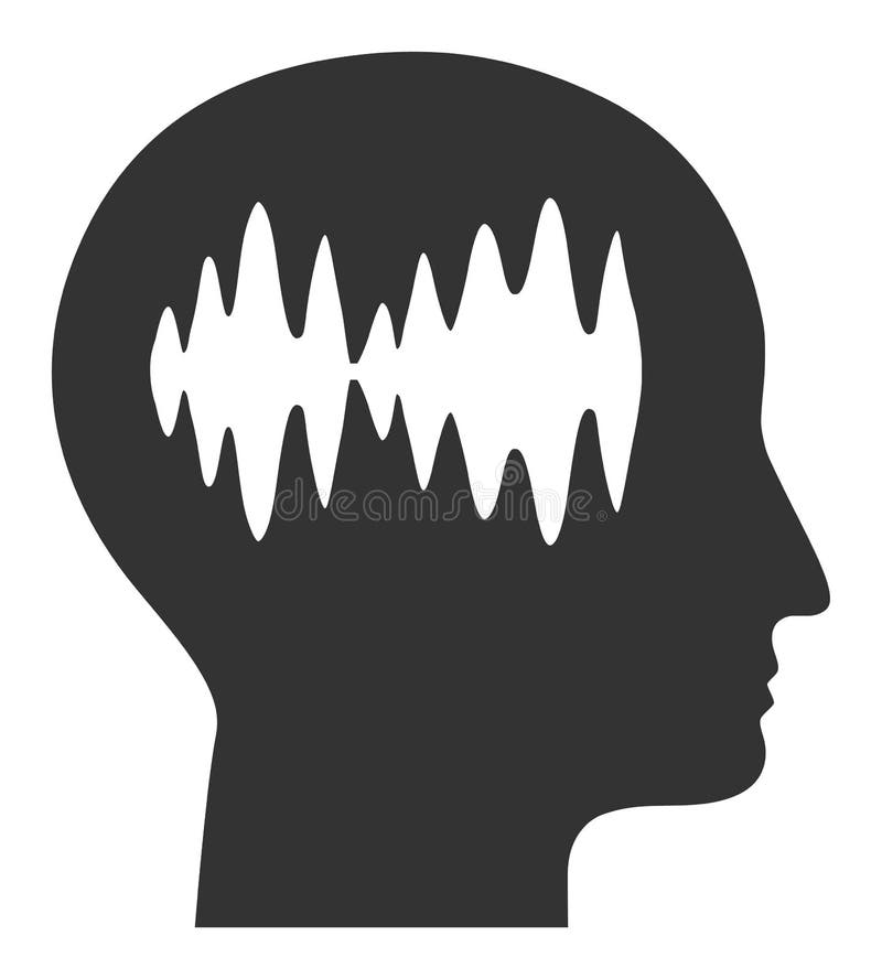 Flat Raster Brain Waves Icon Stock Illustration - Illustration of midi ...