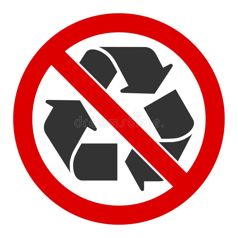 Flat Raster No Recycling Icon Stock Illustration - Illustration of ...
