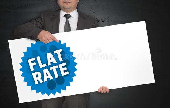 Flat Rate Poster is Held by Businessman Stock Image - Image of mobile ...