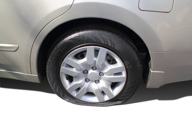 Flat Rear Car Tire stock photo. Image of tire, metal - 23674514