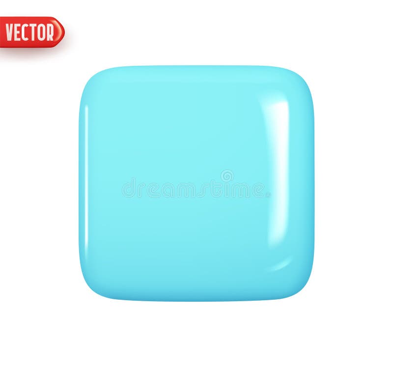 Flat Rectangular Square Blue Color. Geometric Figure Cube. Realistic 3d ...
