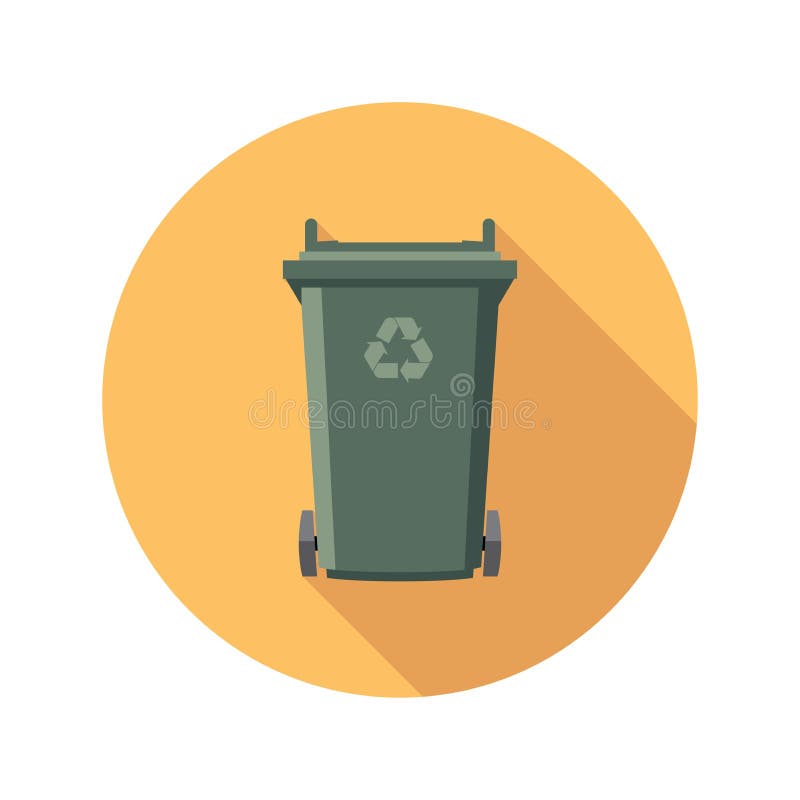 Flat Recycling Wheelie Bin Cartoon Icon, Vector Stock Vector ...