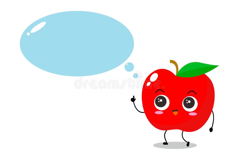 A Flat Red Apple Character with Cute Talking Expression Stock Vector ...