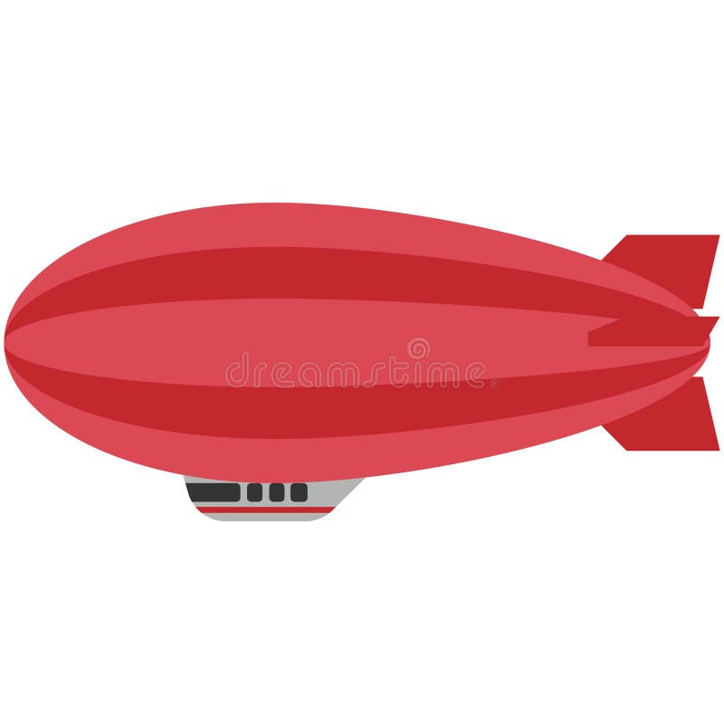 A Flat Red Cartoon Blimp Illustration. Stock Vector - Illustration of ...