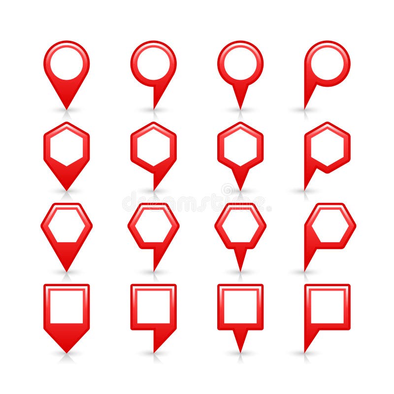 Flat Red Color Map Pin Sign Location Icon Stock Vector - Illustration ...
