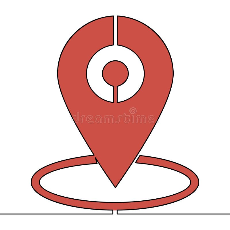 Flat Red Continuous Line Art Map Pointer Concept Stock Vector ...