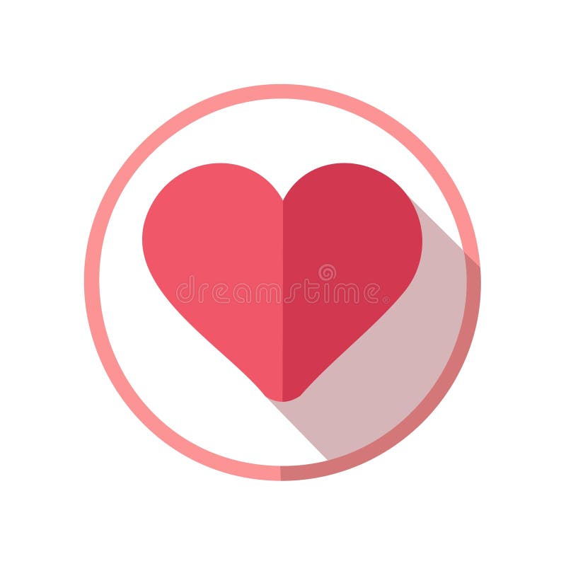 Flat Red Heart Inside Circle with Long Shadow Modern Love Symbol ...