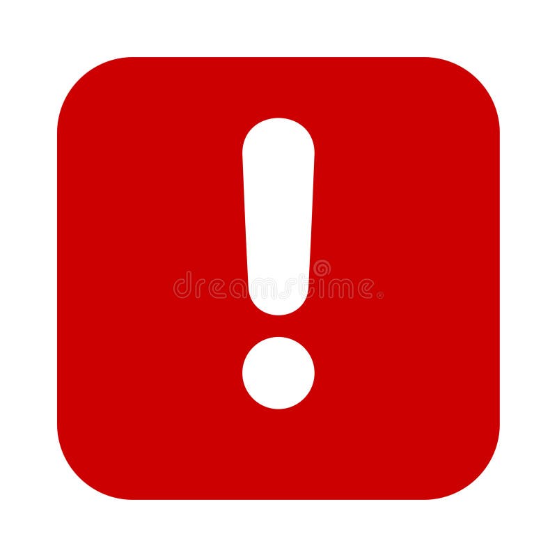 Square Exclamation Mark Icon Vector Set. Red, Black, Yellow and White ...