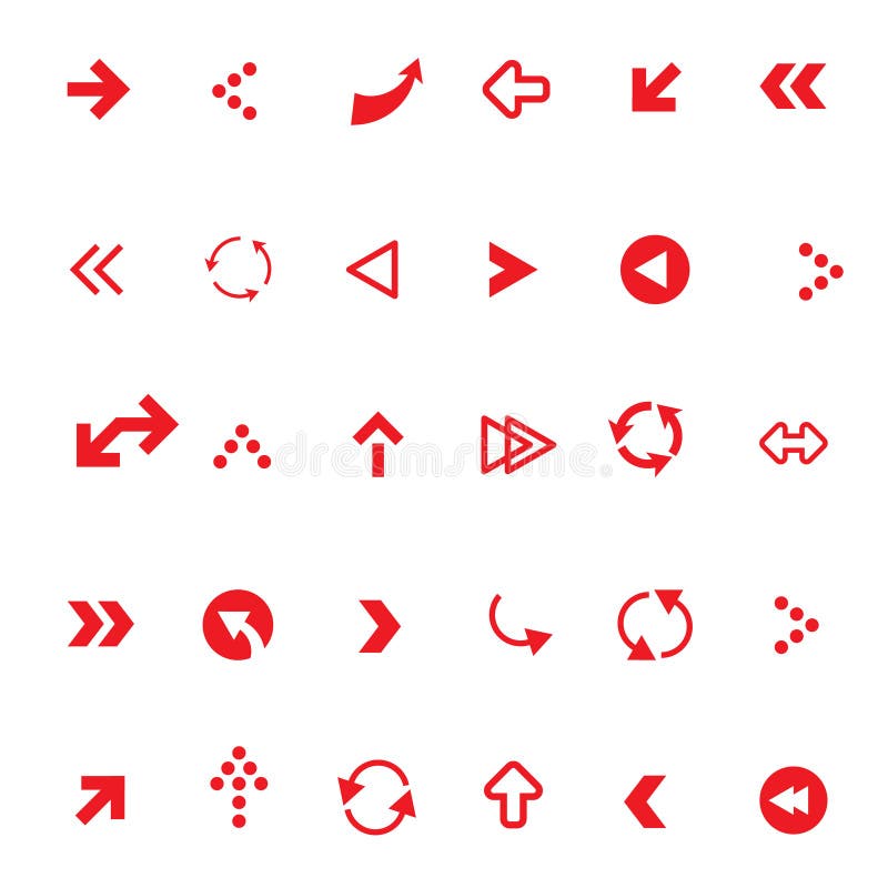 Flat Red Vector Arrows Set stock vector. Illustration of isolated ...